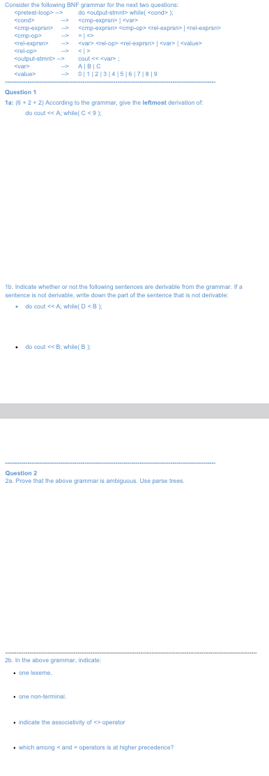 Solved Consider the following BNF grammar for the next two | Chegg.com