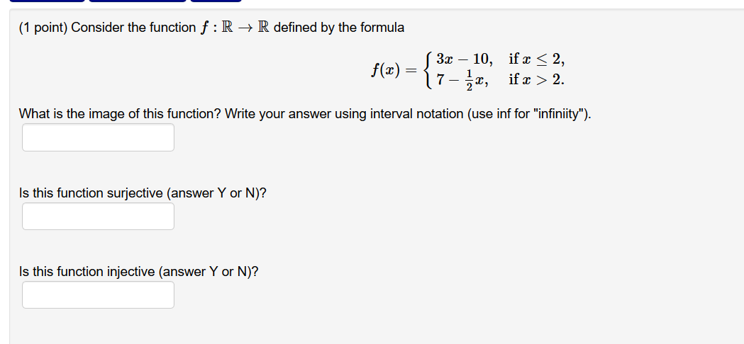 Solved (1 point) Consider the function f:R + R defined by | Chegg.com