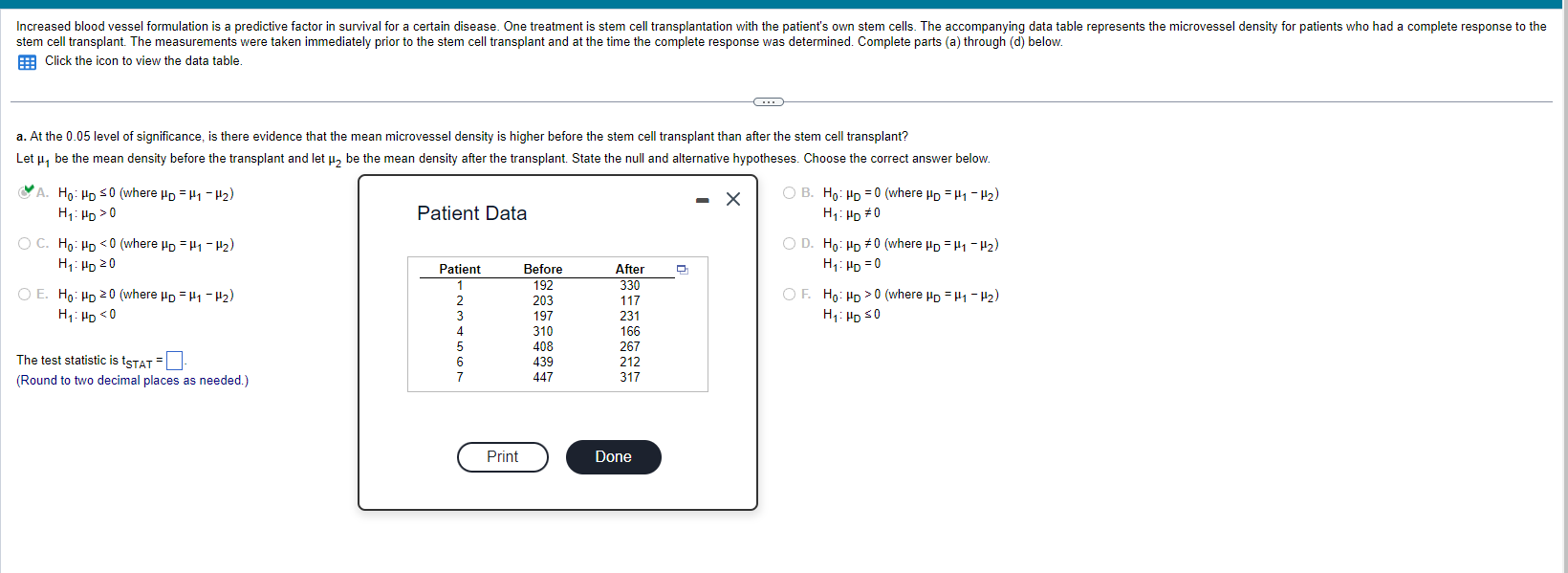 Solved Click the icon to view the data table. a. At the 0.05 | Chegg.com