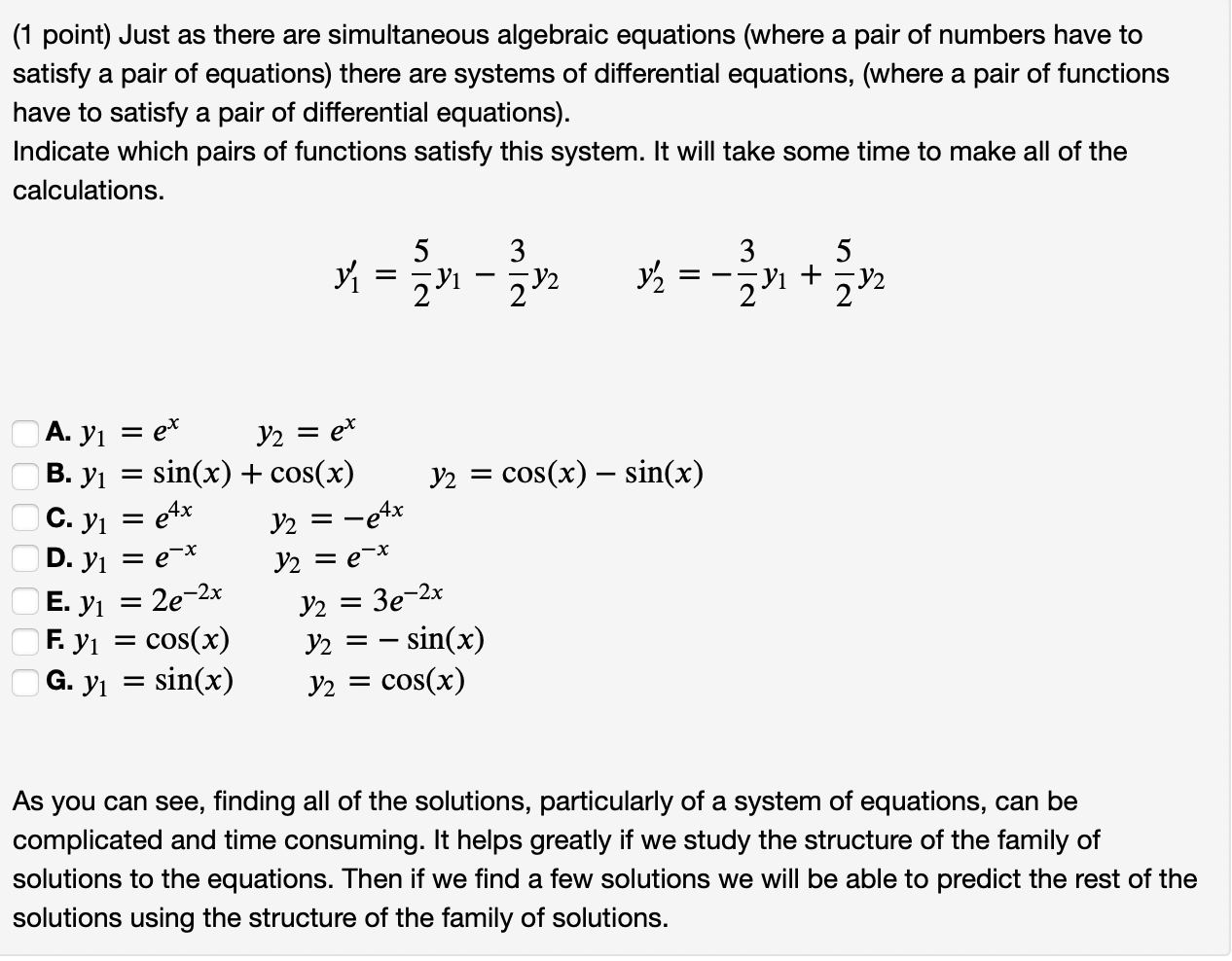 Solved (1 point) Just as there are simultaneous algebraic | Chegg.com