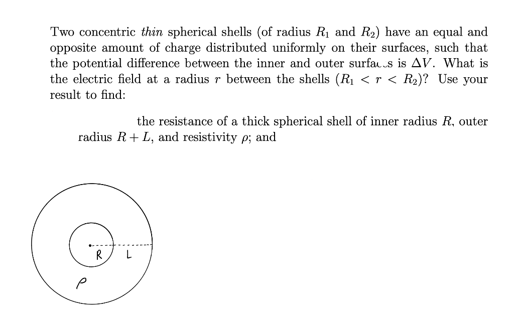 Solved Two concentric thin spherical shells (of radius Rį | Chegg.com