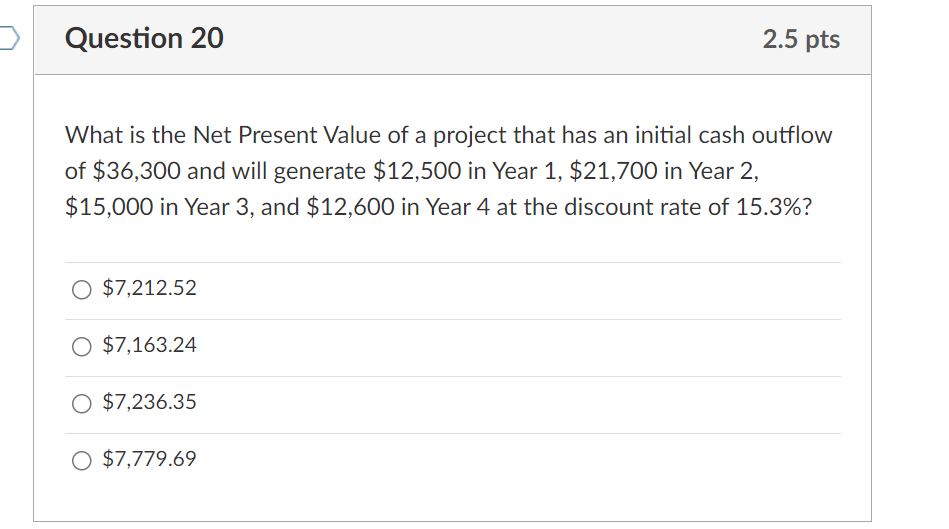 Solved What is the Net Present Value of a project that has | Chegg.com