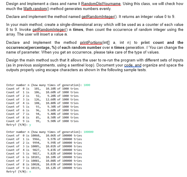 Solved Design and implement a class and name it RandomList | Chegg.com