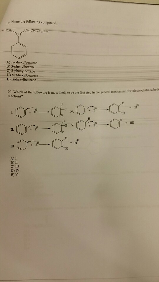 Solved Name the following compound. 19. A) sec-hexylbenzene | Chegg.com