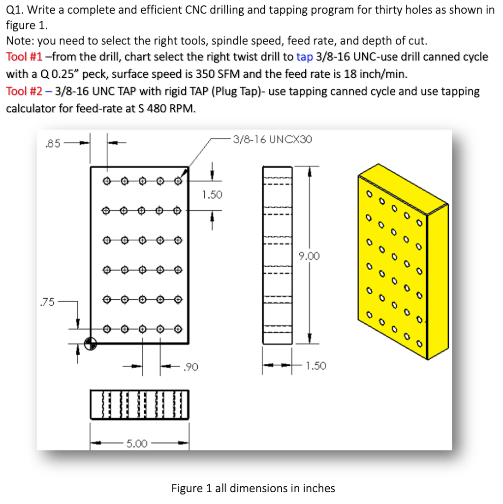 Solved Q1 Write A Complete And Efficient Cnc Drilling And 0932