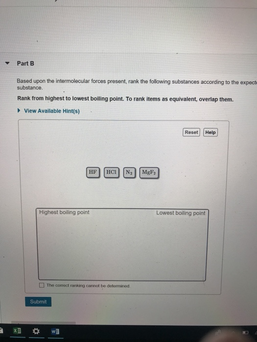 Solved rank from highest to lowest boiling point to rank | Chegg.com
