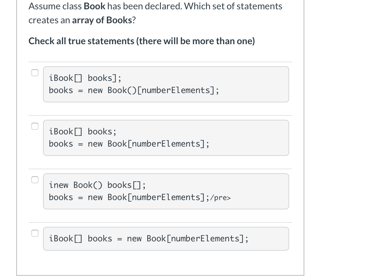 Solved Assume class Book has been declared. Which set of | Chegg.com