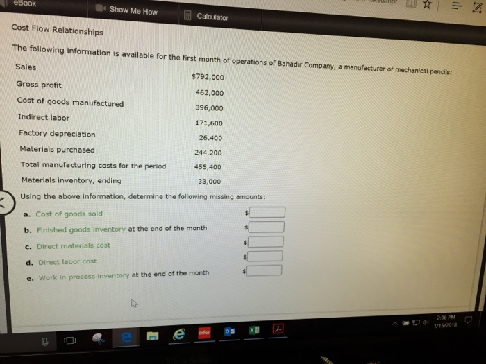Solved eBook Show Me How Calculator Cost Flow Relationships | Chegg.com Solved eBook Show Me How Calculator Cost Flow Relationships | Chegg.com