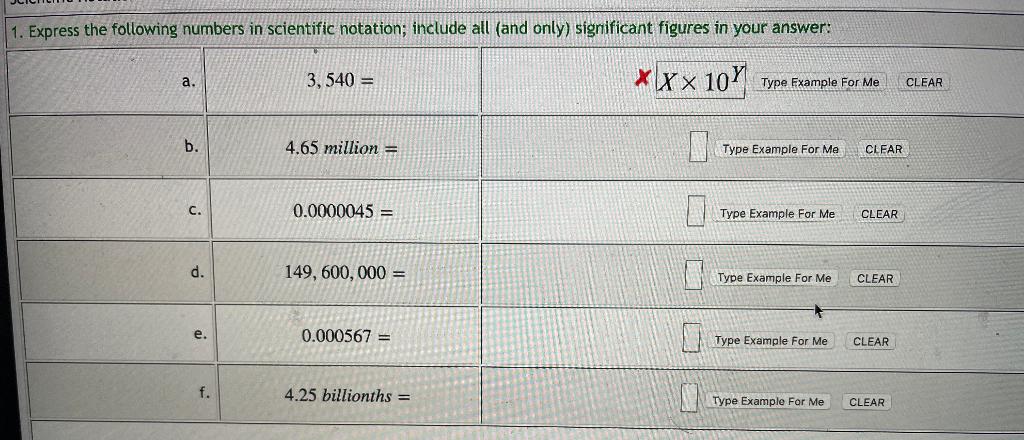 Solved 1. Express the following numbers in scientific | Chegg.com