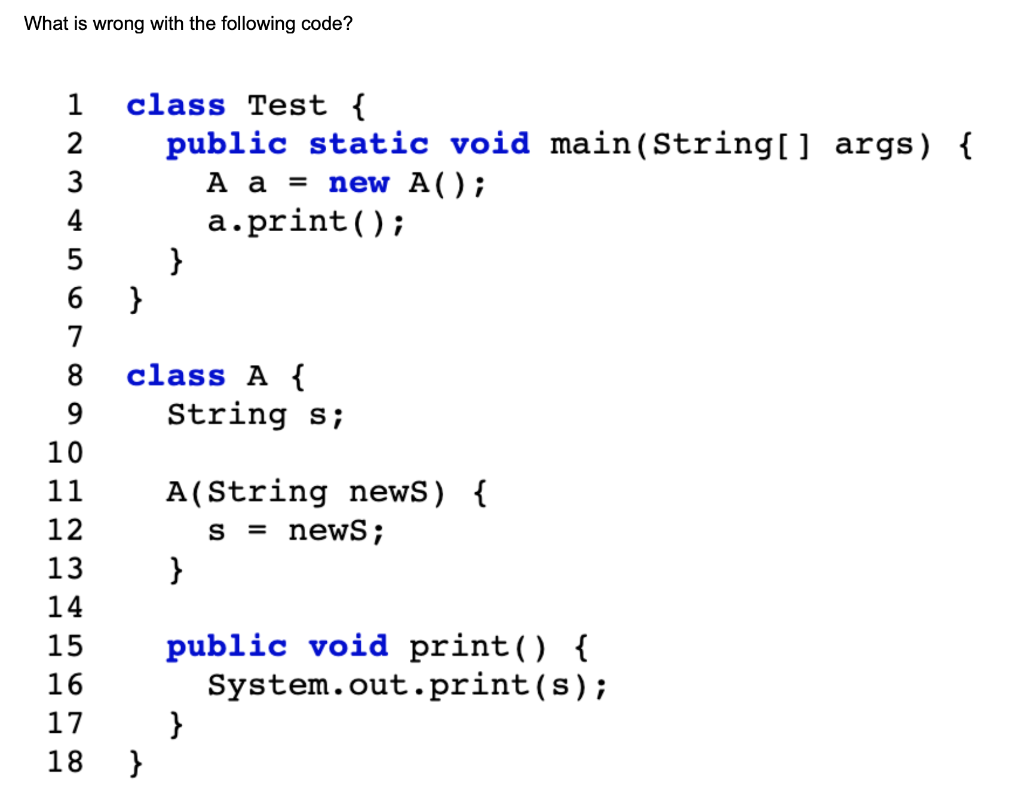 Solved What is wrong with the following code? | Chegg.com