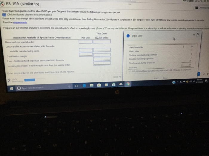 Solved E8-19A (similar to) Foster Kyler Sunglasses sell for | Chegg.com