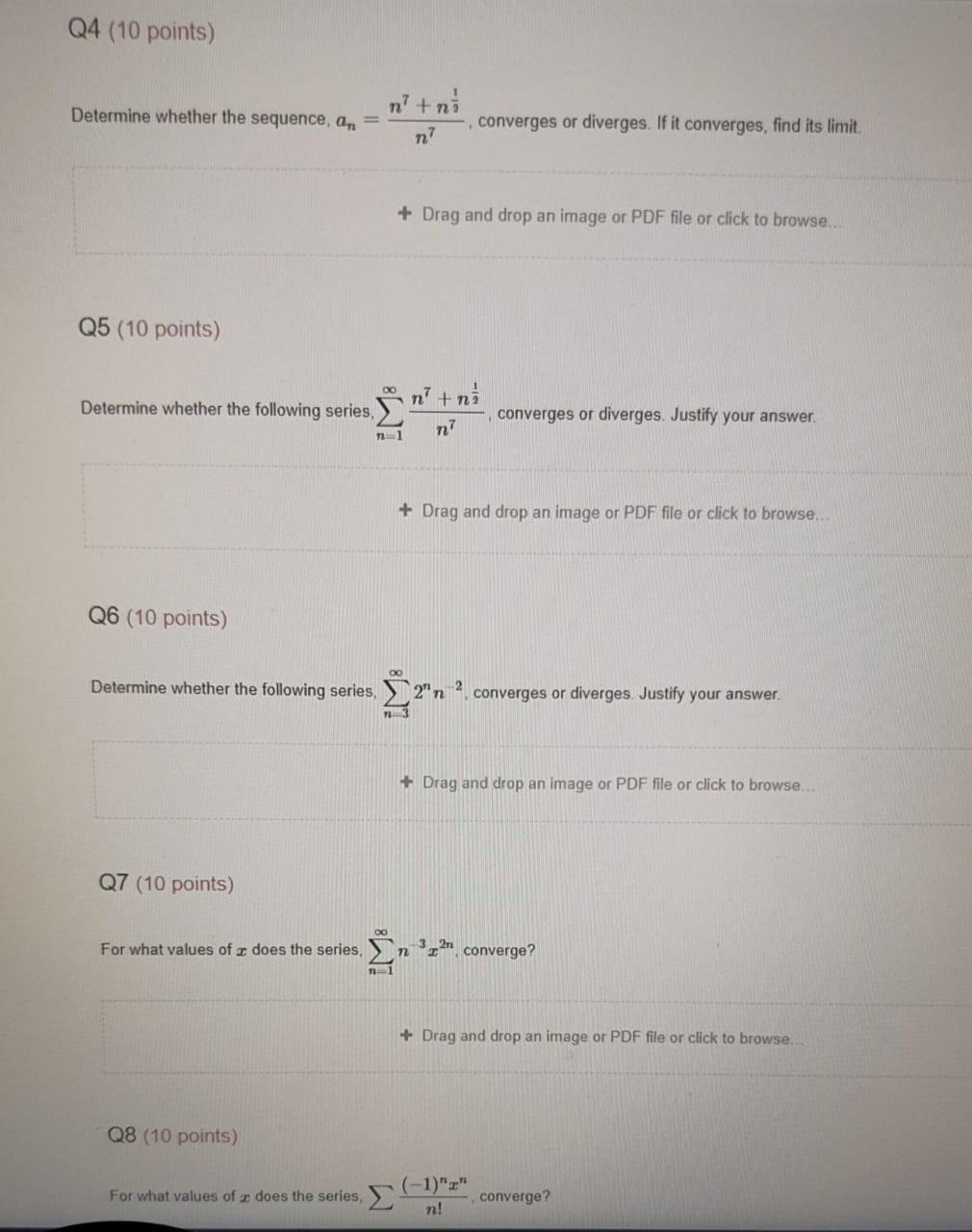 Solved Q4 (10 points) Determine whether the sequence, an = | Chegg.com