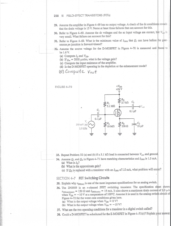 Solved 257 PROBLEMS FIGURE 4-67 +24 V Rp 10ΜΩ 2N4416 0.1 HF | Chegg.com