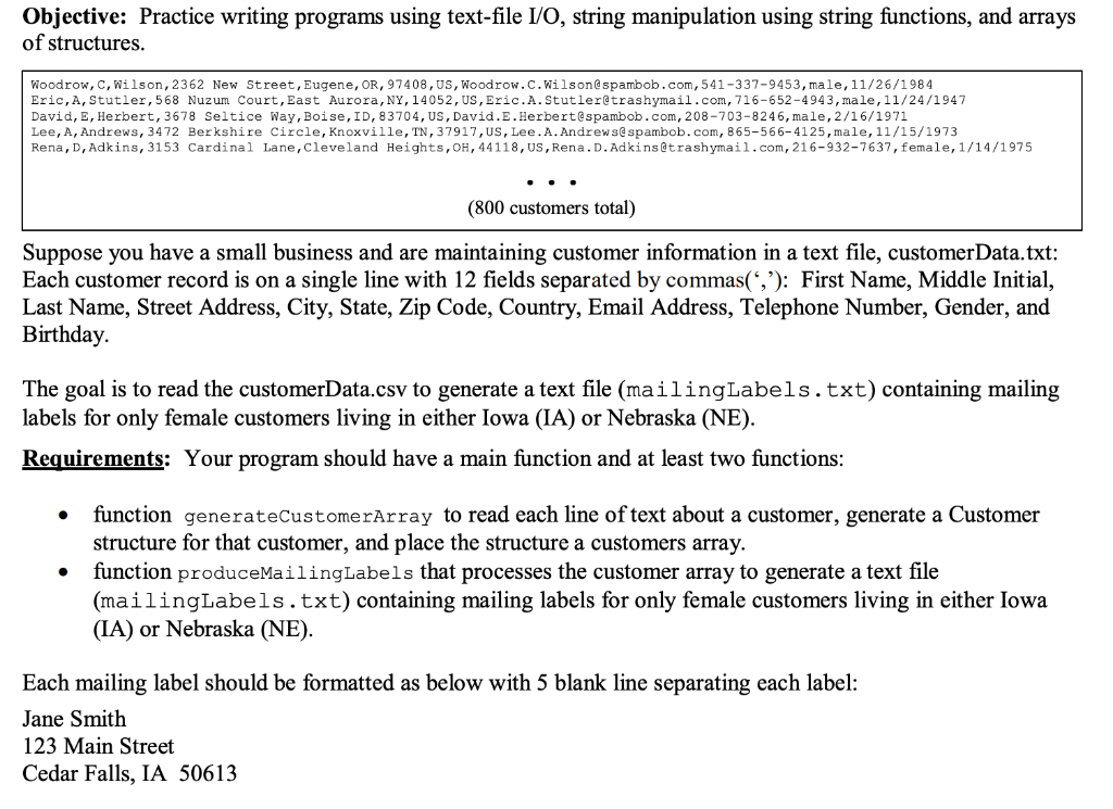 Solved Objective: Practice writing programs using text-file | Chegg.com