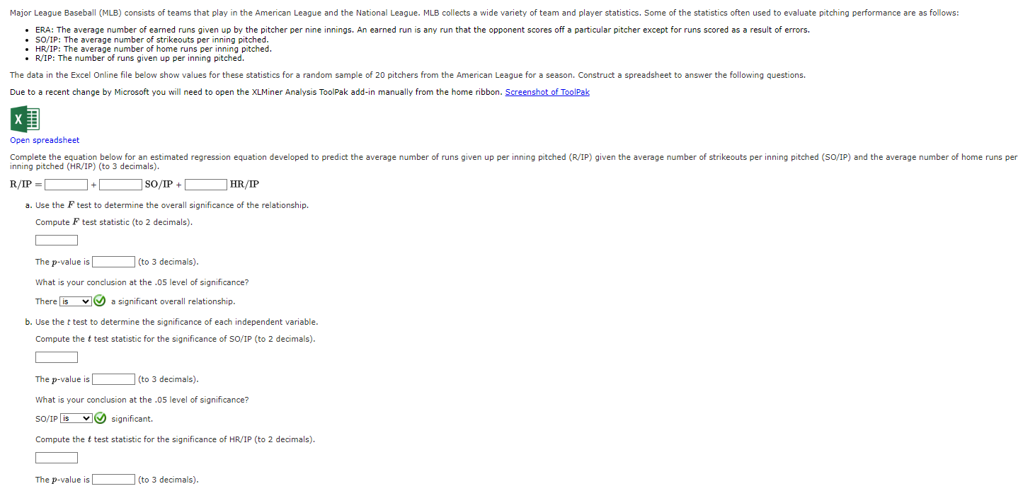 Solved - SO/IP: The average number of strikeouts per inning | Chegg.com