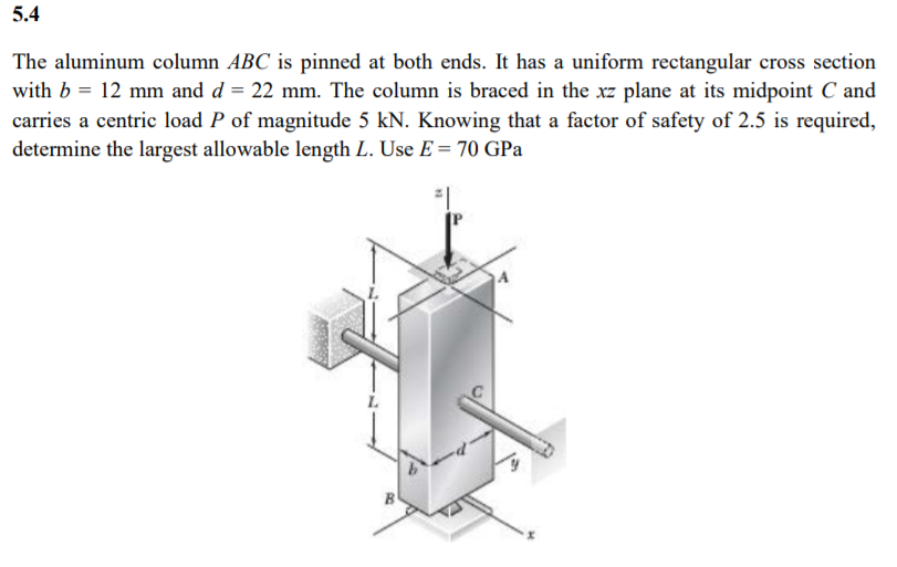 Solved The aluminum column ABC is pinned at both ends. It | Chegg.com
