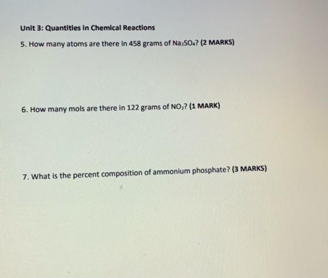 Solved Unit 1: Matter, Chemical Trends and Chemical Bonding | Chegg.com
