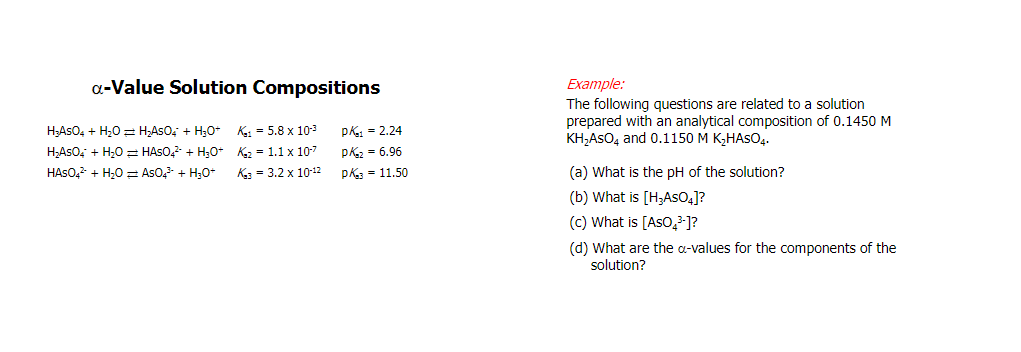 Solved α-Value Solution Compositions Example: The following | Chegg.com