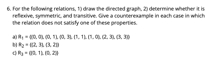 Solved For the following relations, 1) ﻿draw the directed | Chegg.com