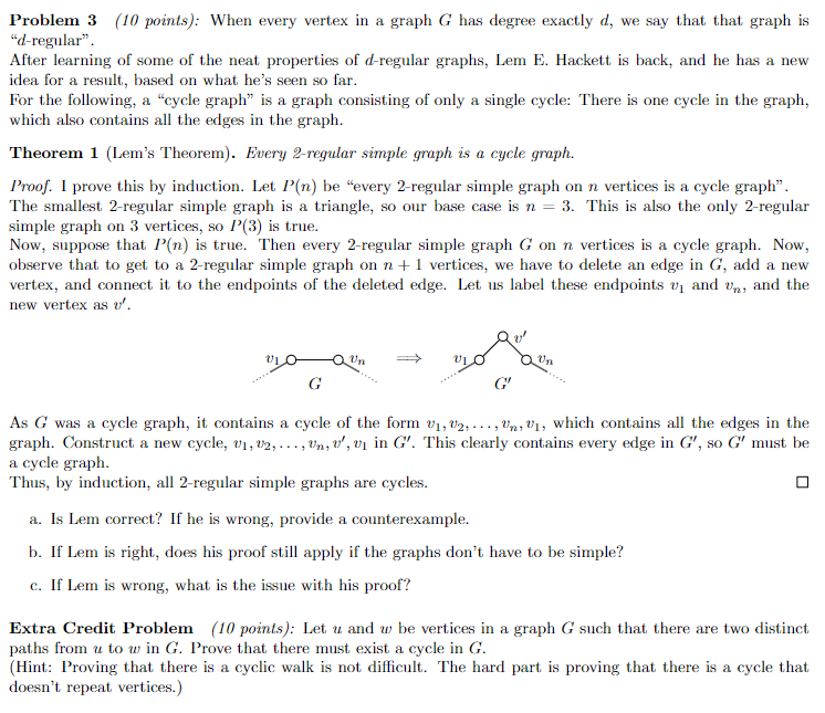 Solved Problem 3: When every vertex in a graph \( ﻿G \) ﻿has | Chegg.com