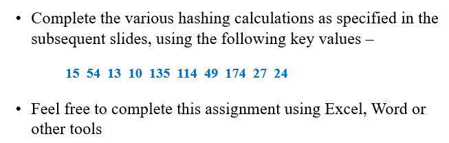 Solved Complete the various hashing calculations as | Chegg.com