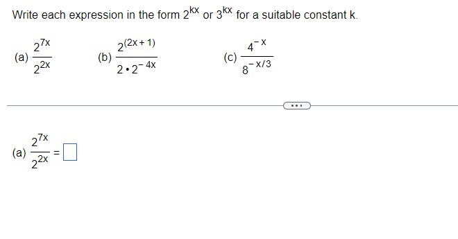 Write each expression in the form 2kx or 3kx for a | Chegg.com