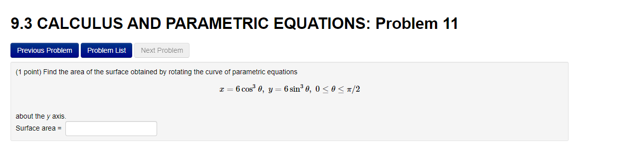 Solved 9.3 CALCULUS AND PARAMETRIC EQUATIONS: Problem 11 | Chegg.com