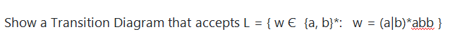 Solved Show a Transition Diagram that accepts L = {w€ {a, | Chegg.com
