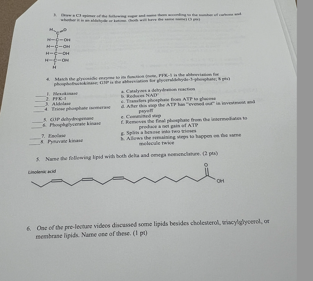 Solved 3. Draw a C3 epimer of the following sugar and name | Chegg.com