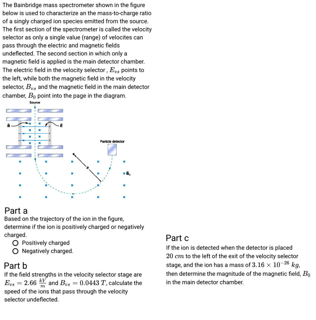 Solved The Bainbridge mass spectrometer shown in the figure | Chegg.com