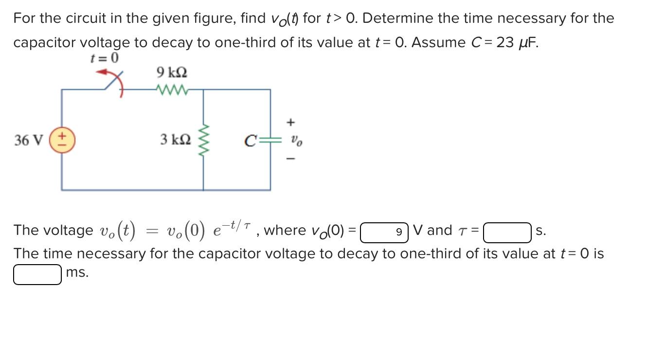 Solved For the circuit in the given figure, find vO(t) for | Chegg.com