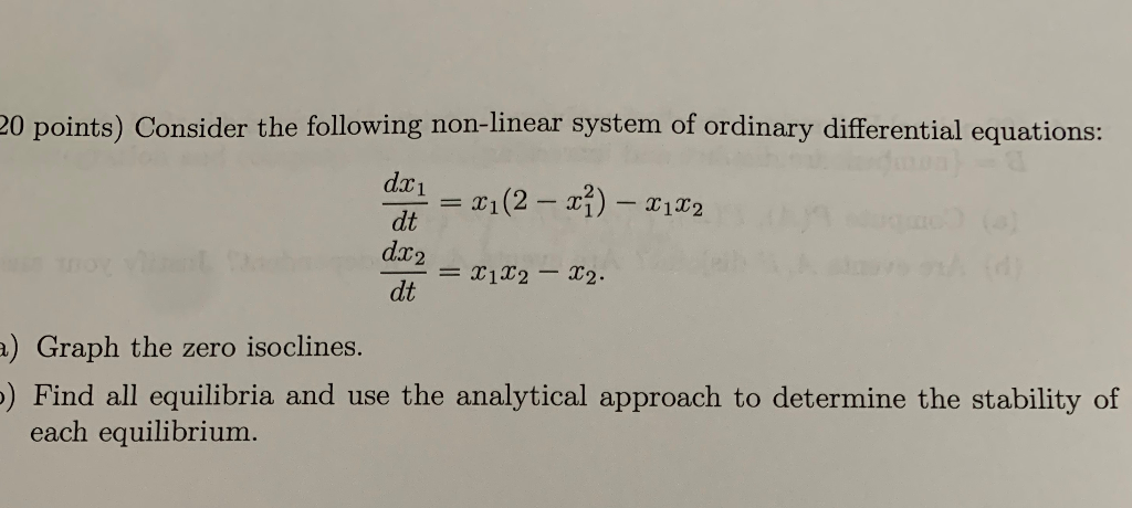 Solved 20 points) Consider the following non-linear system | Chegg.com