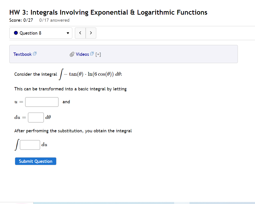 Solved HW 3: Integrals Involving Exponential \& Logarithmic | Chegg.com