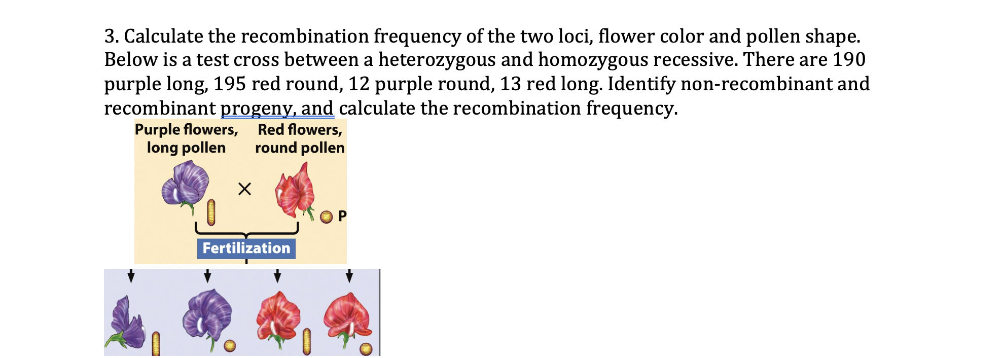 Solved 3. Calculate the recombination frequency of the two | Chegg.com