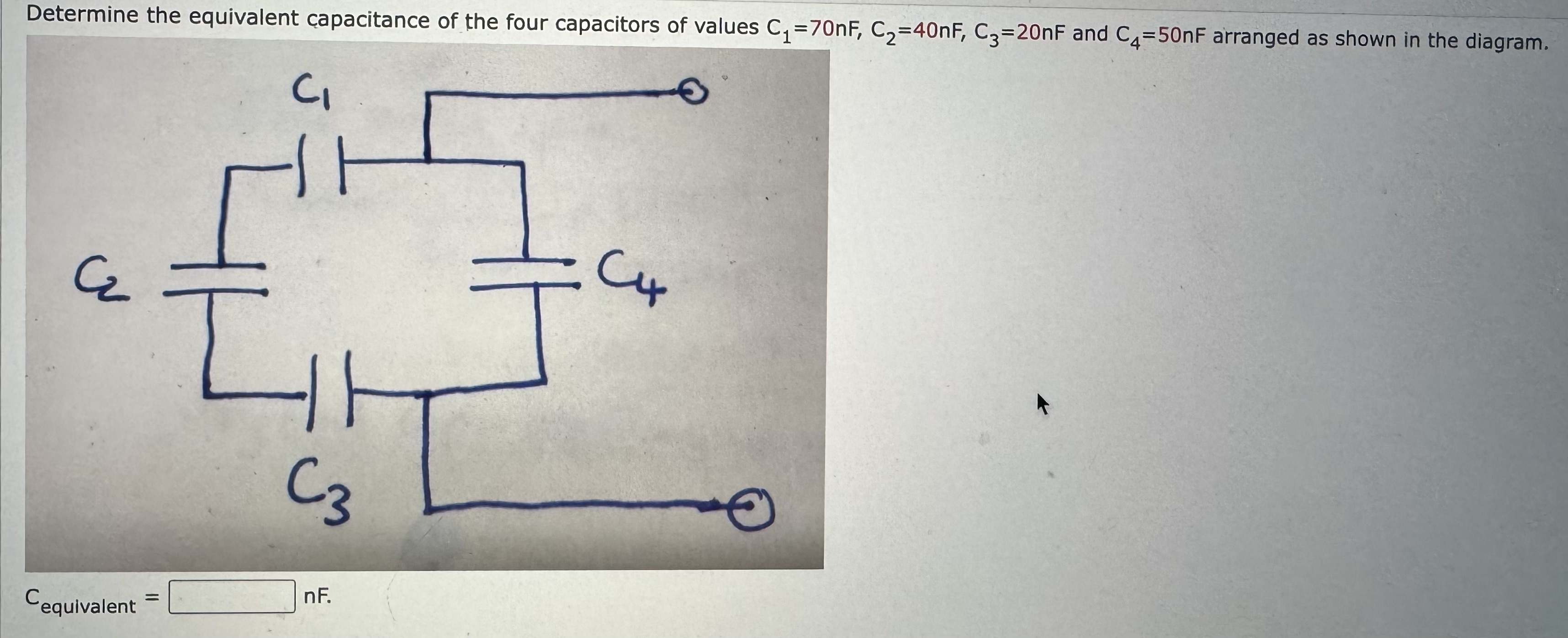 Solved Determine the equivalent capacitance of the four | Chegg.com
