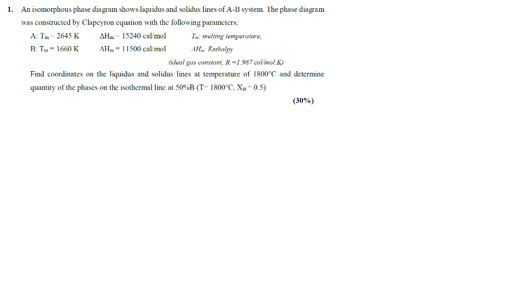Liquidus And Solidus Lines Phase Diagram Solved On Diagram 1
