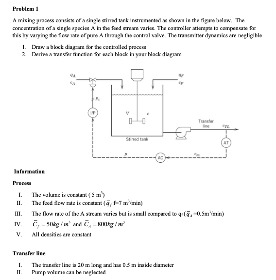 Problem 1 A mixing process consists of a single | Chegg.com