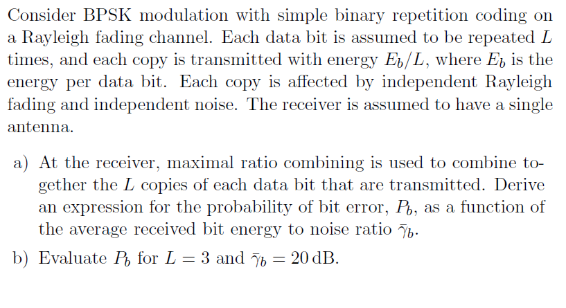 Solved Consider BPSK modulation with simple binary | Chegg.com