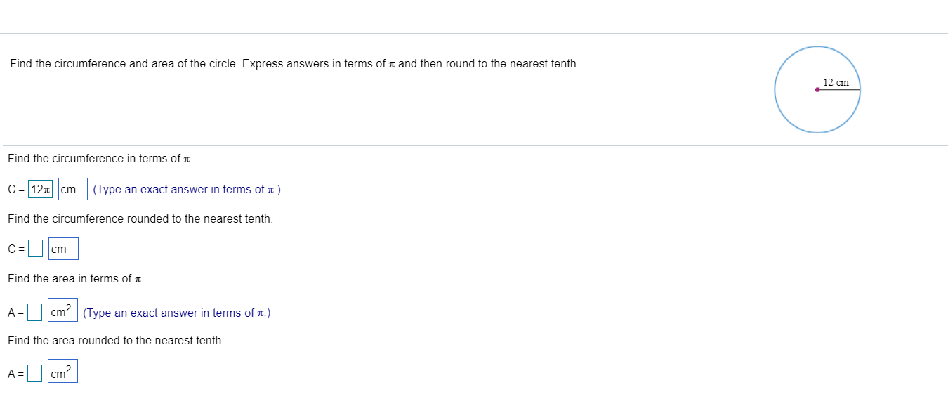 Solved Find the circumference and area of the circle. | Chegg.com