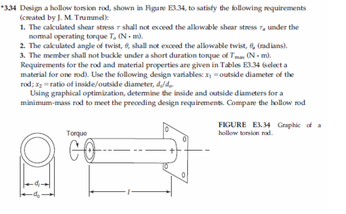 Solved *334 Design a hollow torsion rod, shown in Figure | Chegg.com