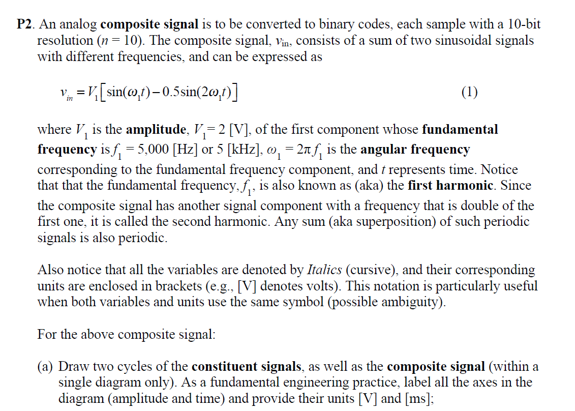 P2. An analog composite signal is to be converted to | Chegg.com