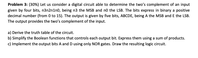 Solved Problem 3: (30%) Let us consider a digital circuit | Chegg.com