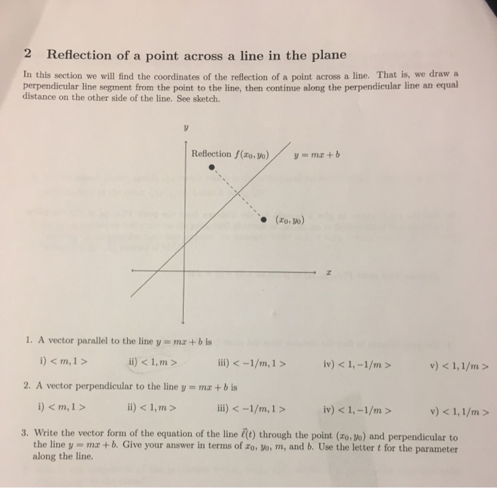 Solved 2 Reflection of a point across a line in the plane In | Chegg.com