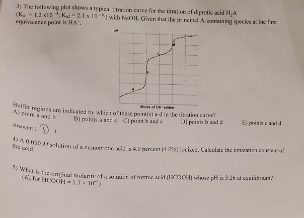 Solved 3) The following plot shows a typical titration curve | Chegg.com
