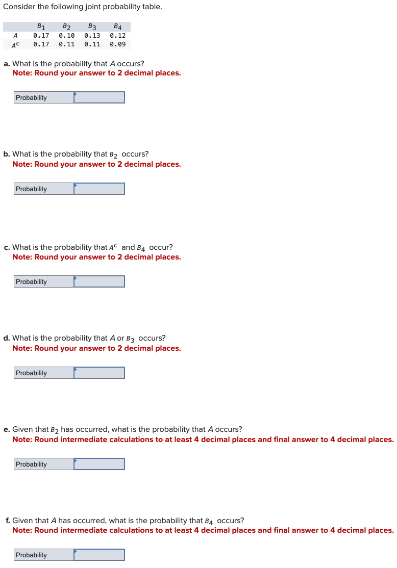 Solved Consider the following joint probability table.a. | Chegg.com