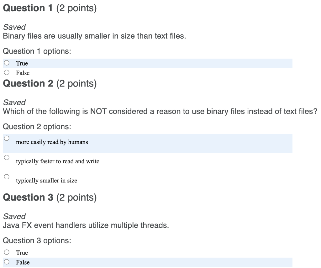 Solved Question 1 (2 points) Saved Binary files are usually | Chegg.com