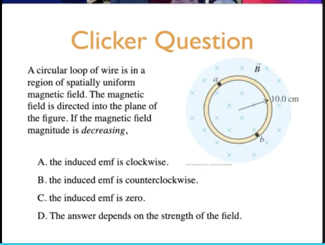 Solved Clicker Question x В x A circular loop of wire is in | Chegg.com