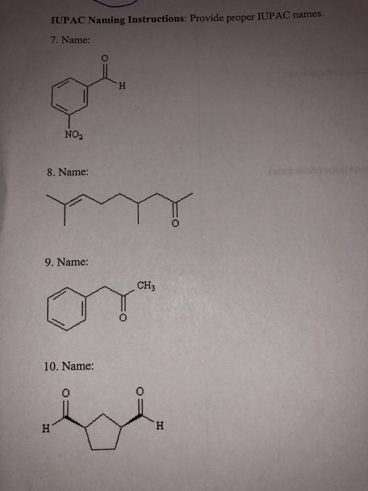 Solved IUPAC Naming Instructions: Provide proper IUPAC names | Chegg.com