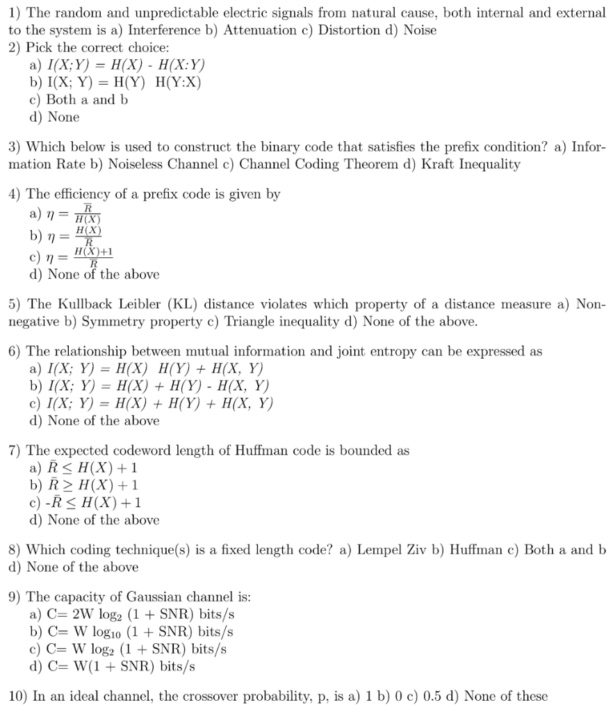 Solved 1) The random and unpredictable electric signals from | Chegg.com