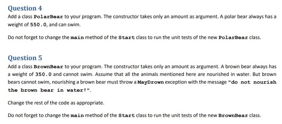 Solved Question 1 Create an Animal interface and a Mammal | Chegg.com